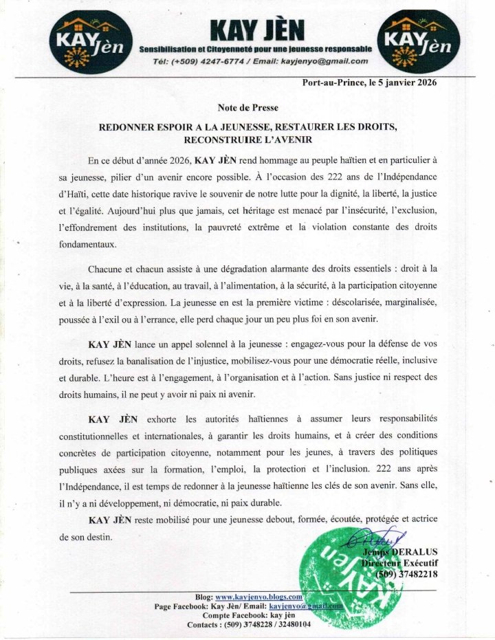 Engagez-vous et assumez votre responsabilité : Kay Jèn en appelle à la ...